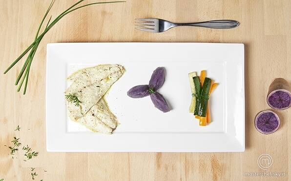 Masterchef: Orata al forno con verdure e quenelle di patate viola | Sky