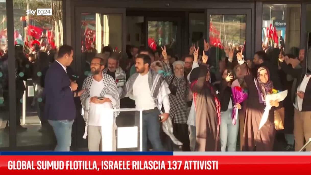 Global Sumud Flotilla, Israele rilascia 137 attivisti | Video Sky TG24
