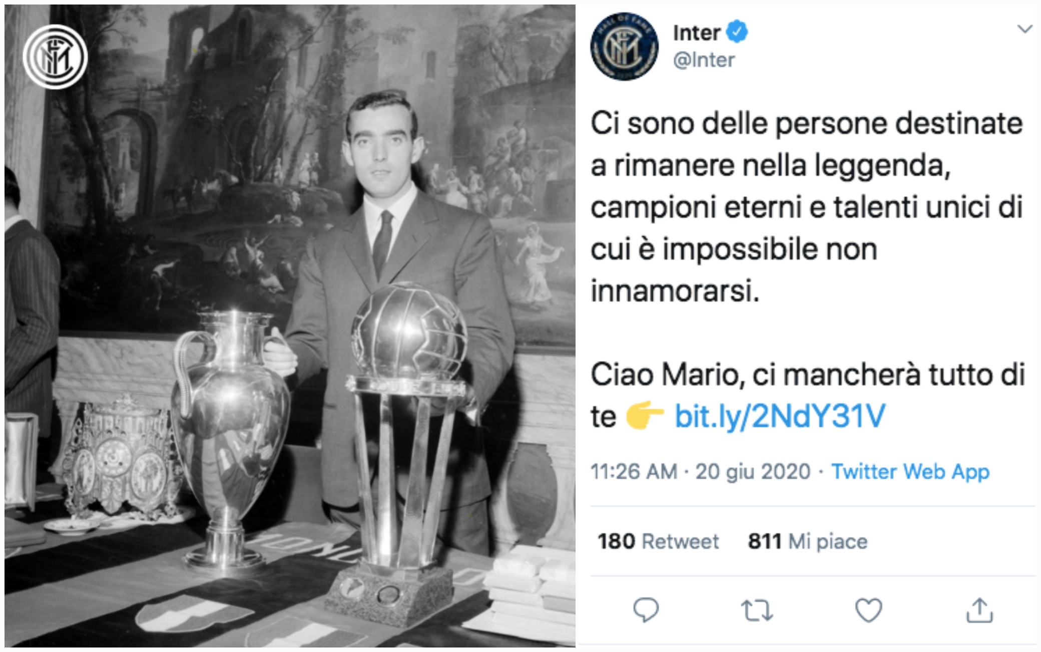 Mario Corso, il 'sinistro di Dio' che conquistò il mondo con l'Inter ...