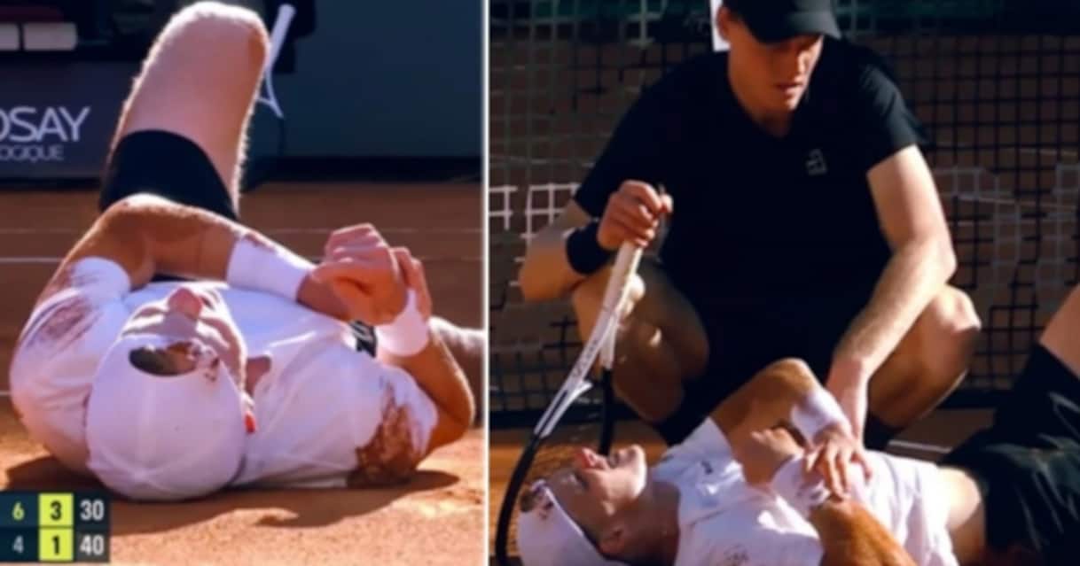 Atp Roma, De Jong cade e si fa male al polso. Sinner lo soccorre. Video ...