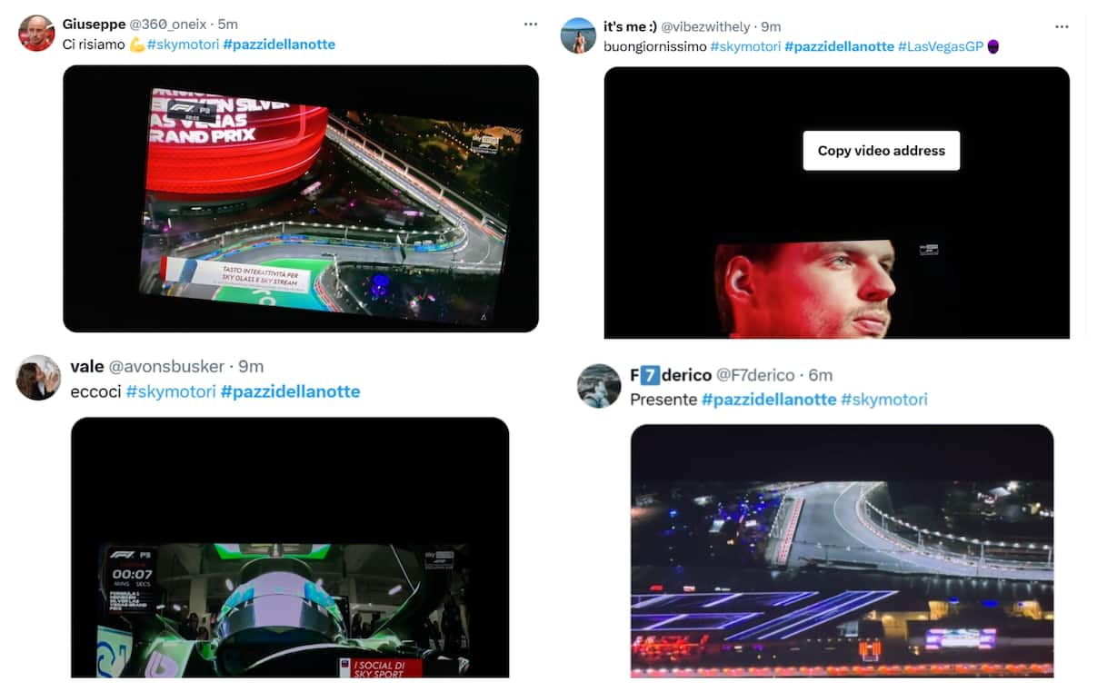Formula 1, GP Las Vegas: i messaggi dei #PazziDellaNotte con #SkyMotori ...