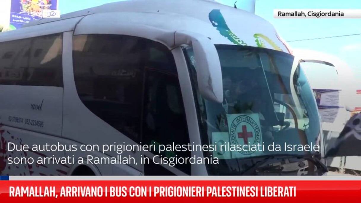 Ramallah, arrivano bus con prigionieri palestinesi liberati | Video Sky ...