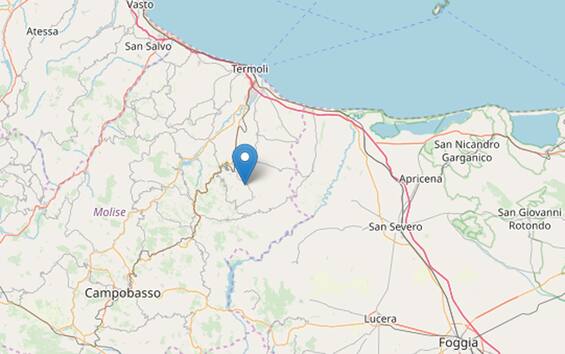 Terremoto Molise oggi, scossa vicino a Campobasso