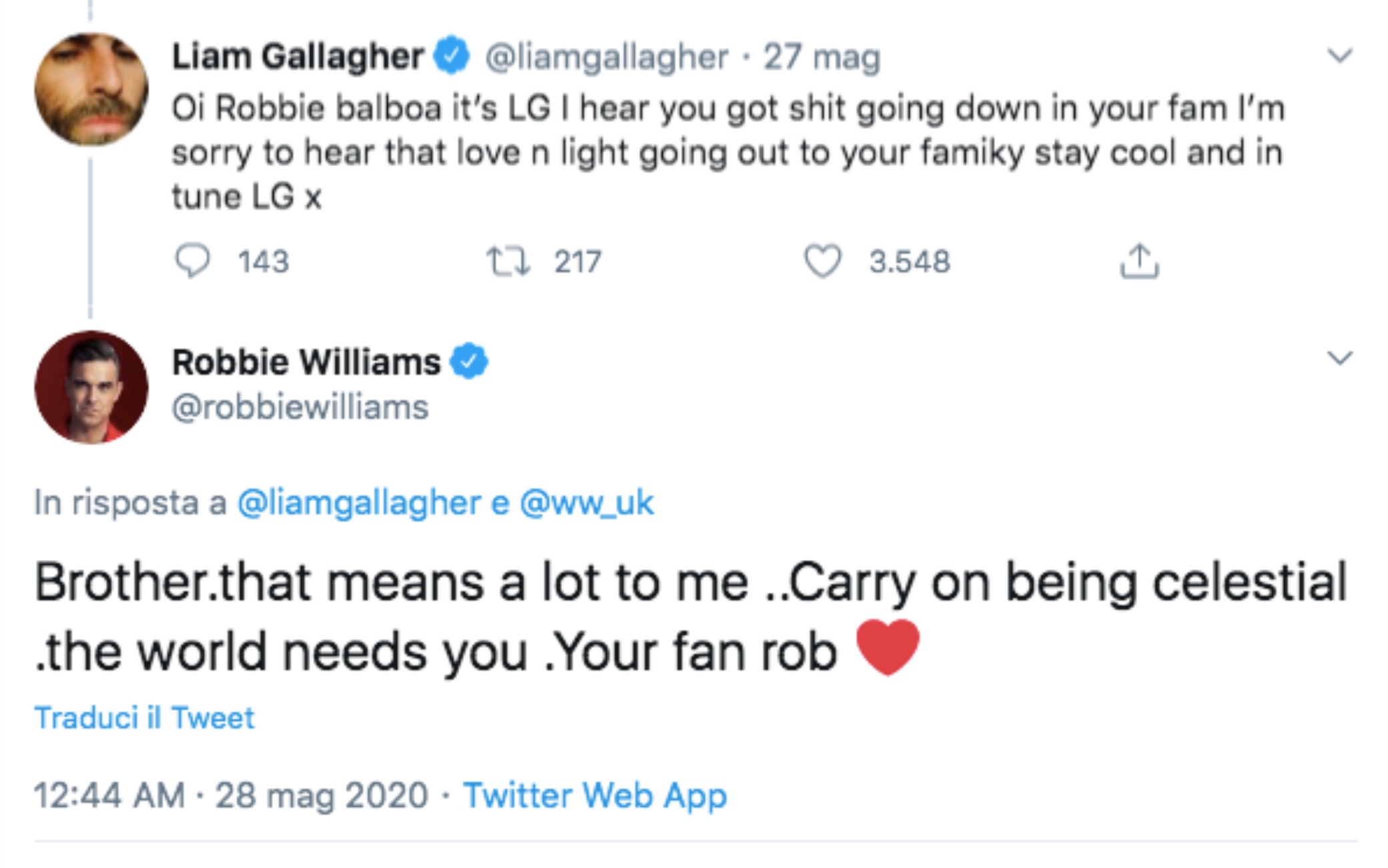 Robbie Williams vs Liam Gallagher fanno pace: una lite fra star lunga ...