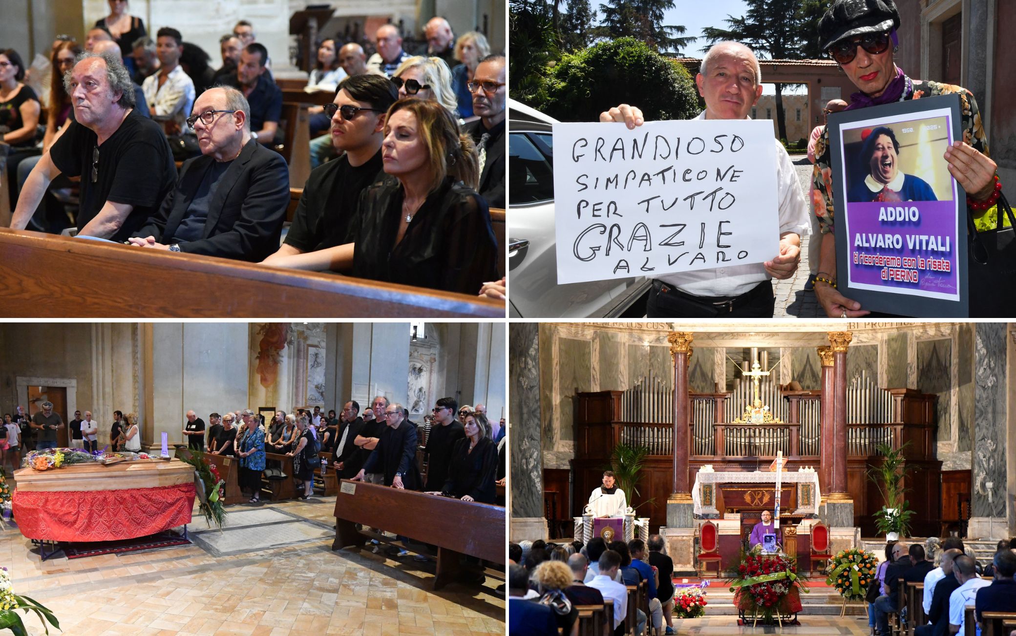 I funerali di Alvaro Vitali nella chiesa di San Pancrazio a Roma, Carlo ...