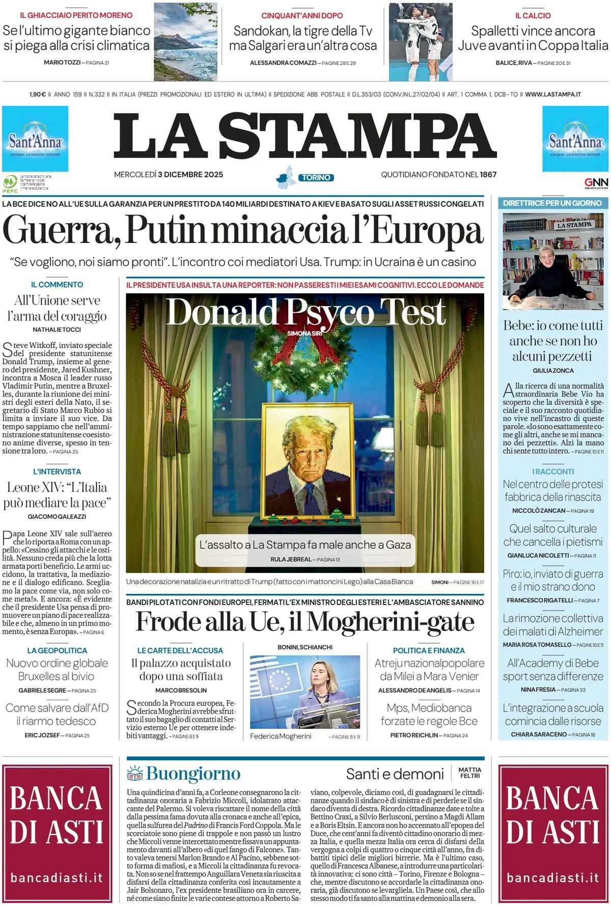 Le prime pagine dei quotidiani di oggi 3 dicembre: la rassegna stampa ...
