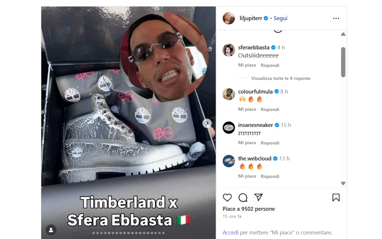 Sfera Ebbasta firma le scarpe Timberland e le regala in giro per ...
