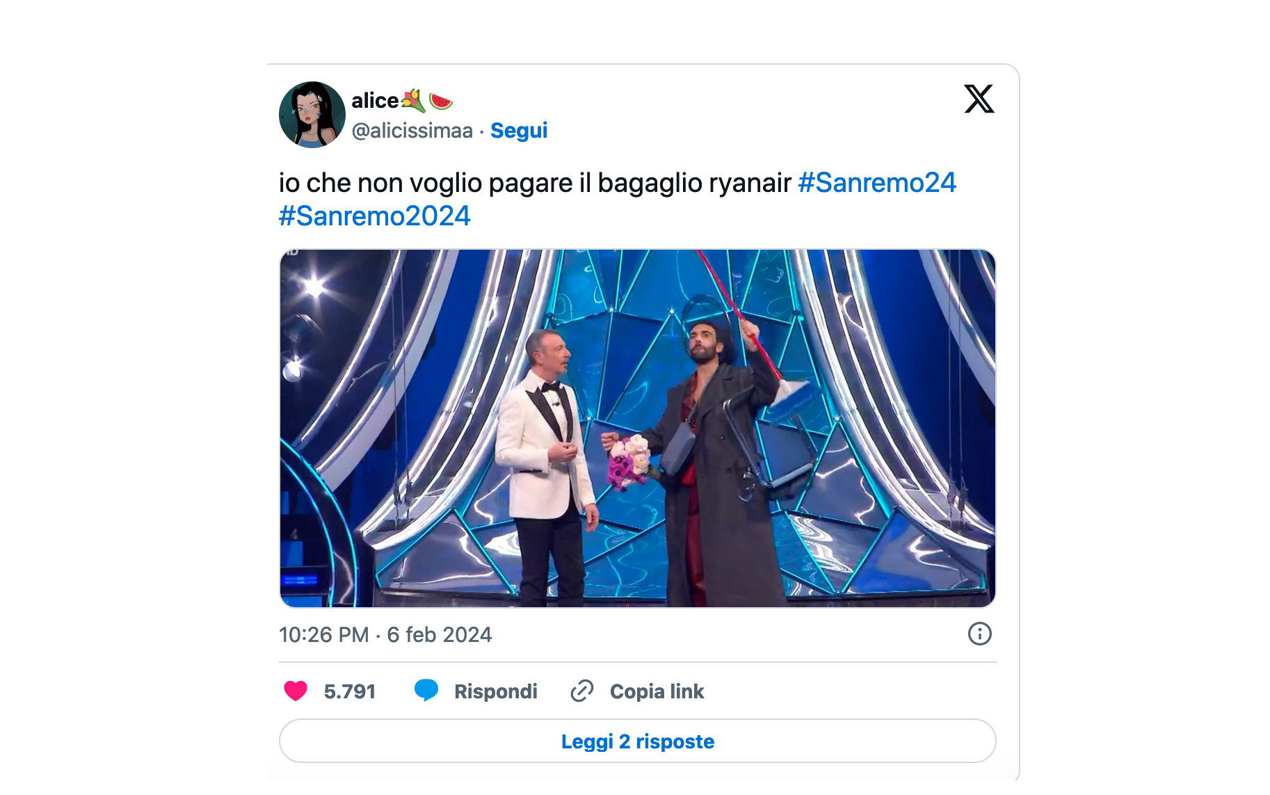 Sanremo 2024, i meme più divertenti sulla prima serata del Festival ...