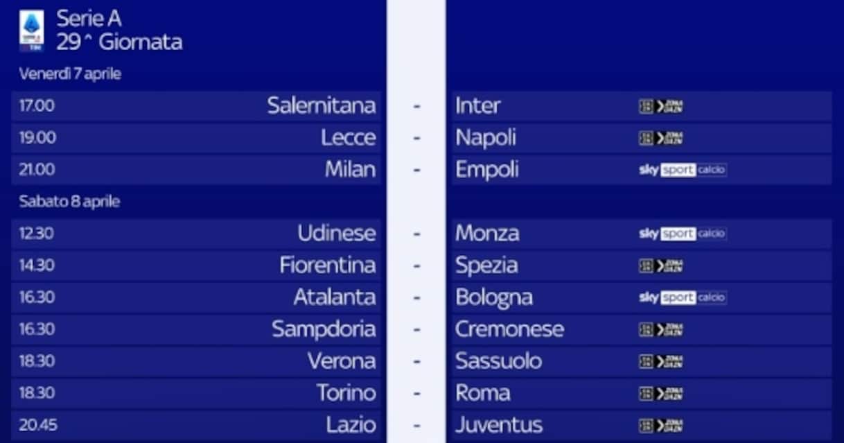 Serie A, 29^ giornata: le partite, dove vederle e gli arbitri | Sky Sport