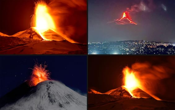 Eruzione dell'Etna, spettacolare fontana lavica dal cratere Sud-Est. FOTO | Sky TG24