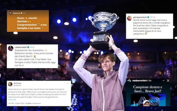 Sinner vince gli Australian Open 2024: le reazioni sui social | Sky Sport