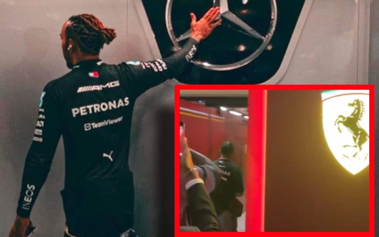 F1, il primo ingresso di Hamilton nel box Ferrari. Video | Sky Sport