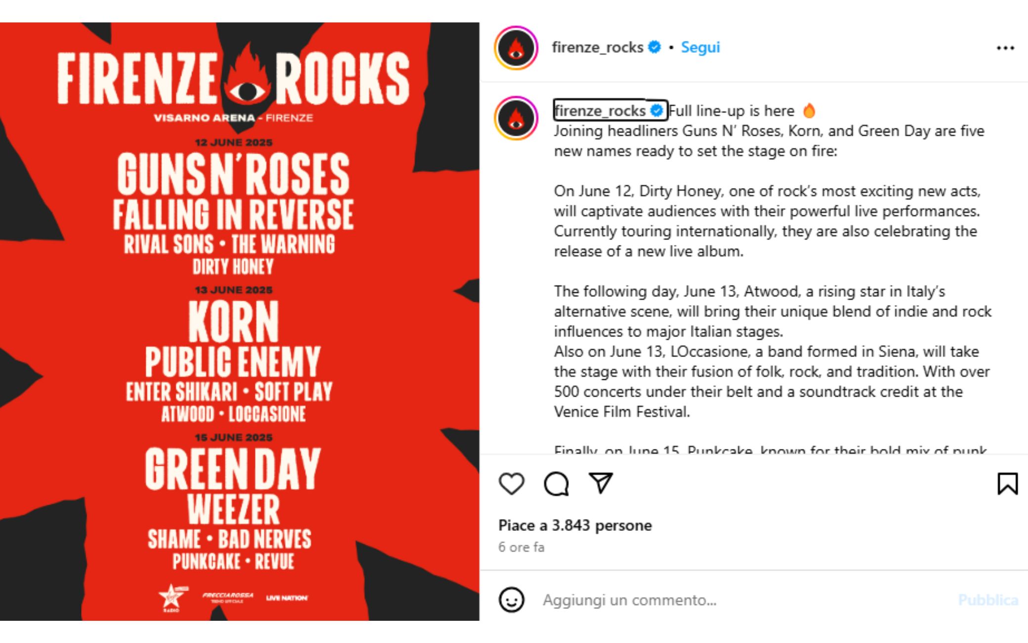 Firenze Rocks 2025, il programma e la lineup completa dei cantanti ...
