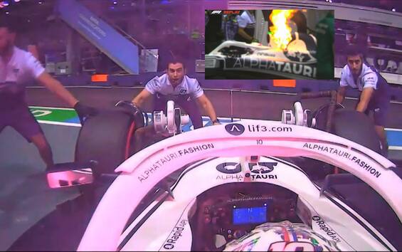 Formula 1, fuoco sull'AlphaTauri di Gasly nelle libere a Singapore 2022 ...