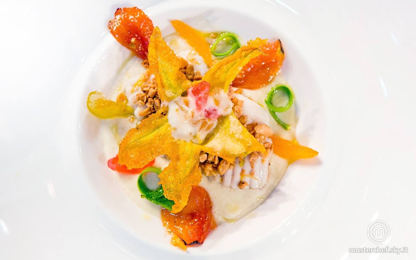 Masterchef: Ali di razza confit su crema di pastinaca con fiore ...