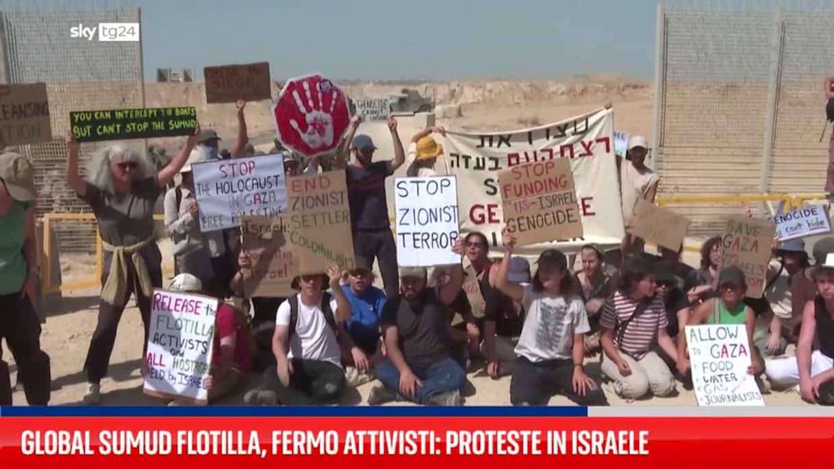 Global Sumud Flotilla, fermo attivisti: proteste in Israele | Video Sky ...
