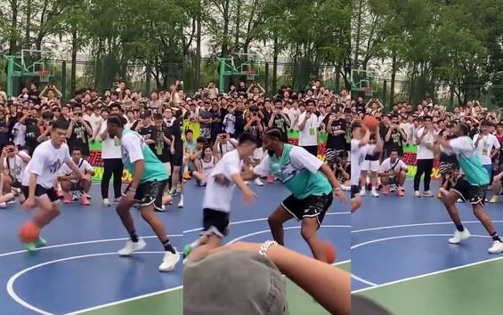 NBA, figuraccia per Dinwiddie in Cina: si prende tunnel e tripla in faccia da un tifoso. VIDEO ...