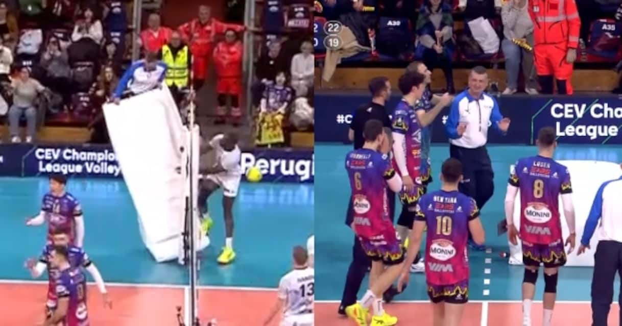 Champions League volley, l'arbitro cade a terra in Perugia St. Nazaire ...