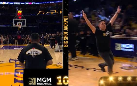 NBA, tifoso Lakers segna canestro da 100mila dollari: esulta anche ...