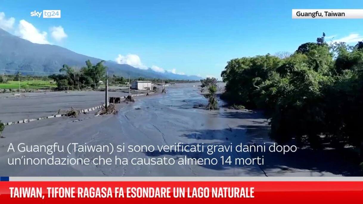 Taiwan, tifone Ragasa fa esondare un lago naturale | Video Sky TG24
