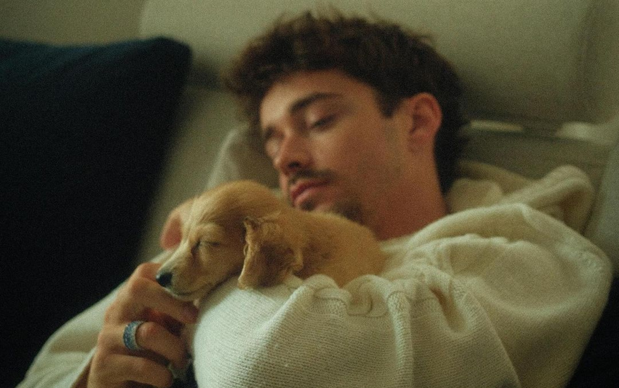 F1, Leclerc (Ferrari) presenta il suo cane Leo sui social. Foto | Sky Sport