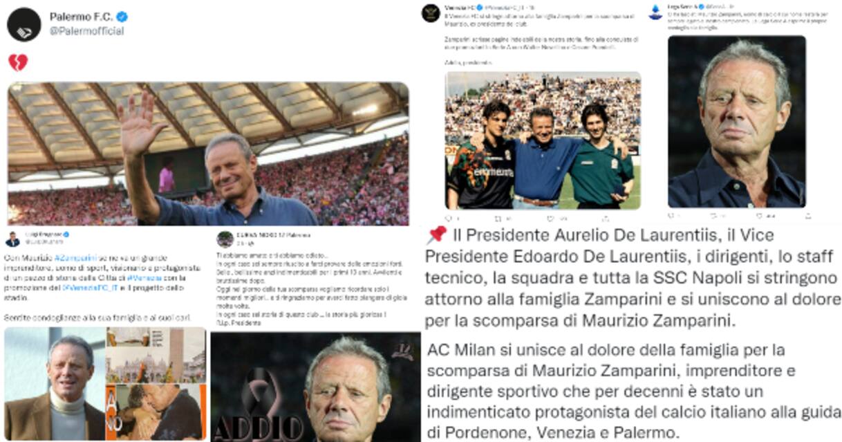 Zamparini morto, il cordoglio e le reazioni sui social | Sky Sport