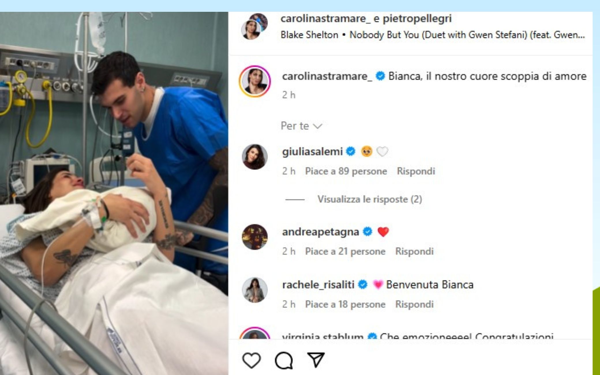 Carolina Stramare e Pietro Pellegri sono diventati genitori, è nata la ...