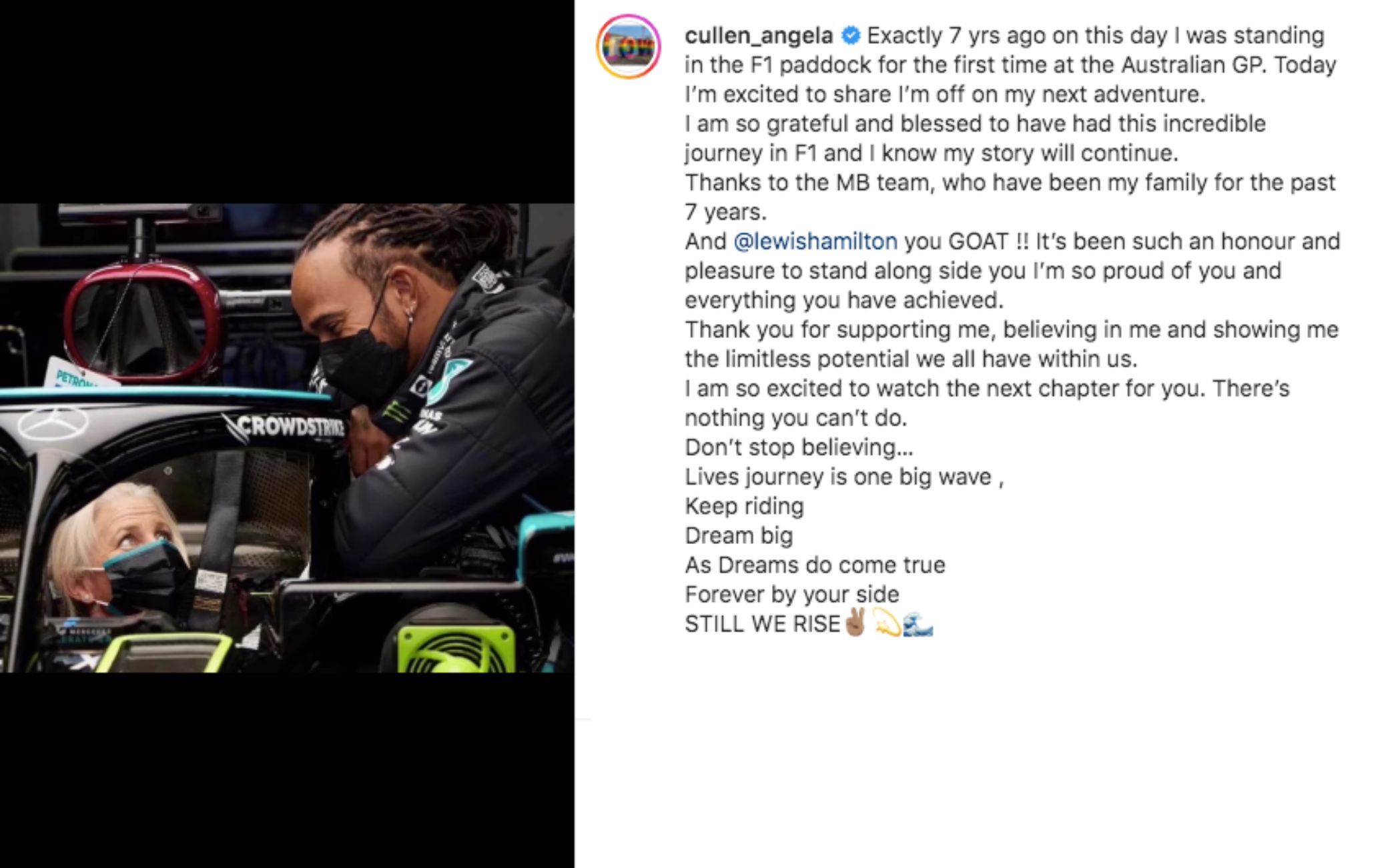 F1, sette anni con Hamilton: chi è Angela Cullen | Sky Sport