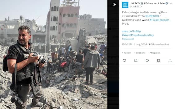 Premio Unesco per la libertà di stampa ai giornalisti palestinesi | Sky ...