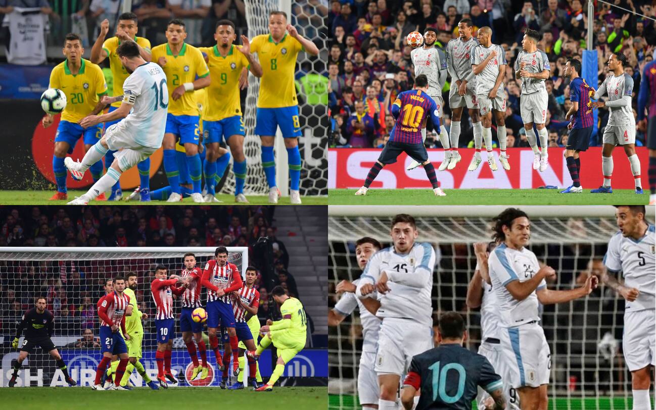 Calci di punizione di Messi, le facce dei giocatori in barriera | Sky Sport