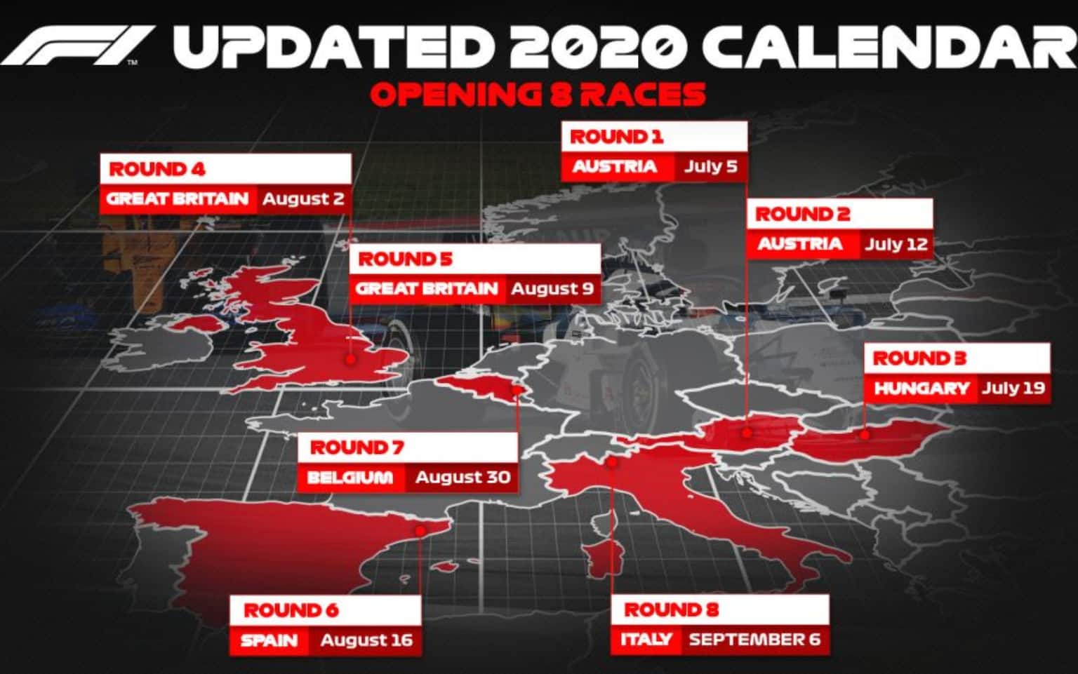 Formula 1, calendario 2020: primi 8 GP in Europa | Sky Sport