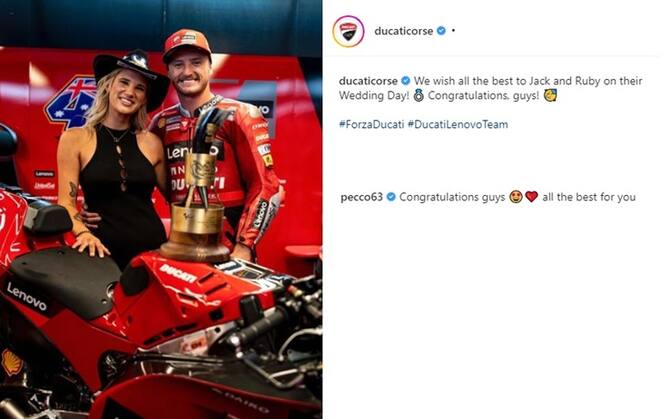 Jack Miller e Ruby Adriana Mau si sono sposati in Australia. Foto | Sky ...