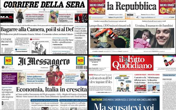 Le prime pagine dei quotidiani di oggi 29 aprile: la rassegna stampa ...