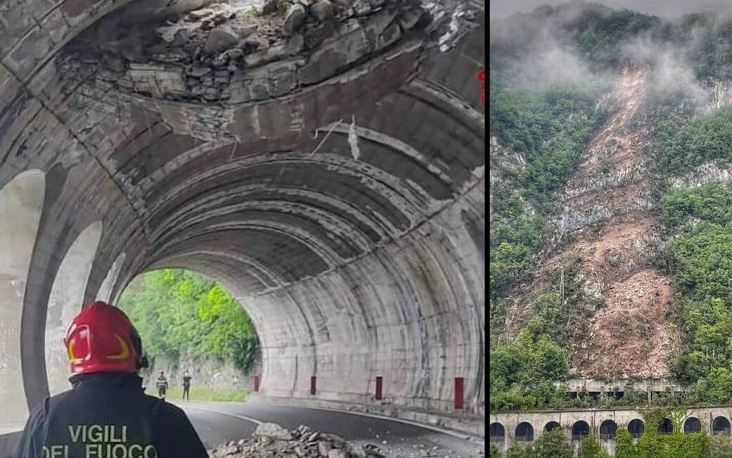 Varenna, frana causa il crollo della volta della galleria di Fiumelatte ...