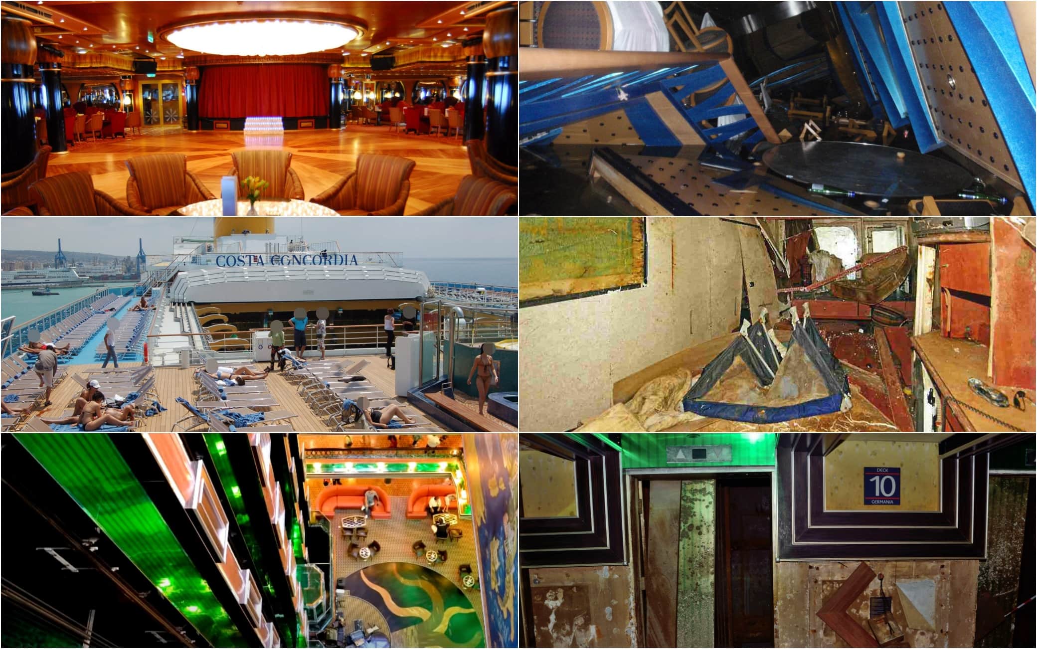 Costa Concordia, gli interni della nave prima e dopo il naufragio. FOTO ...