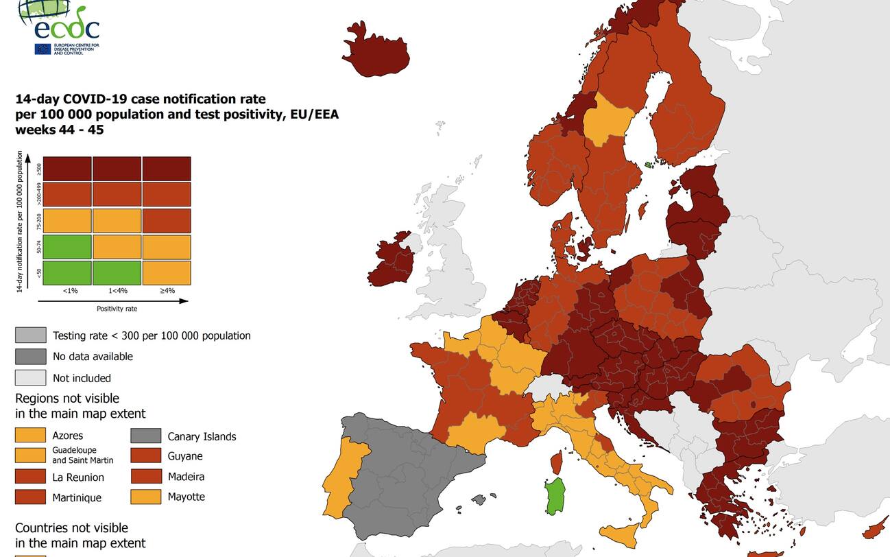 Covid, solo la Sardegna in verde nella mappa Ecdc: aumentano le zone ...