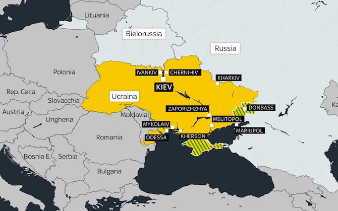 Guerra Ucraina, la mappa dell'attacco: i russi puntano Mariupol | Sky TG24