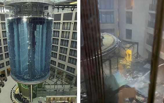 Esplosione acquario Aquadom a Berlino, le foto prima e dopo l'incidente ...