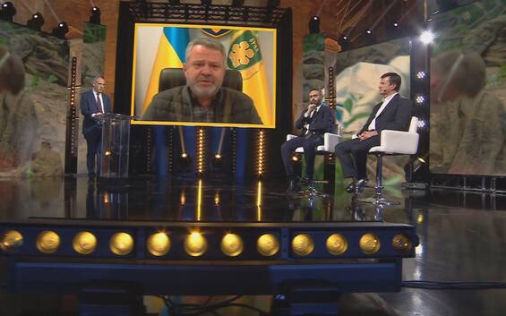 Il sindaco di Bucha Anatoly Fedoruk ospite a Sky TG24 Live in Bergamo ...