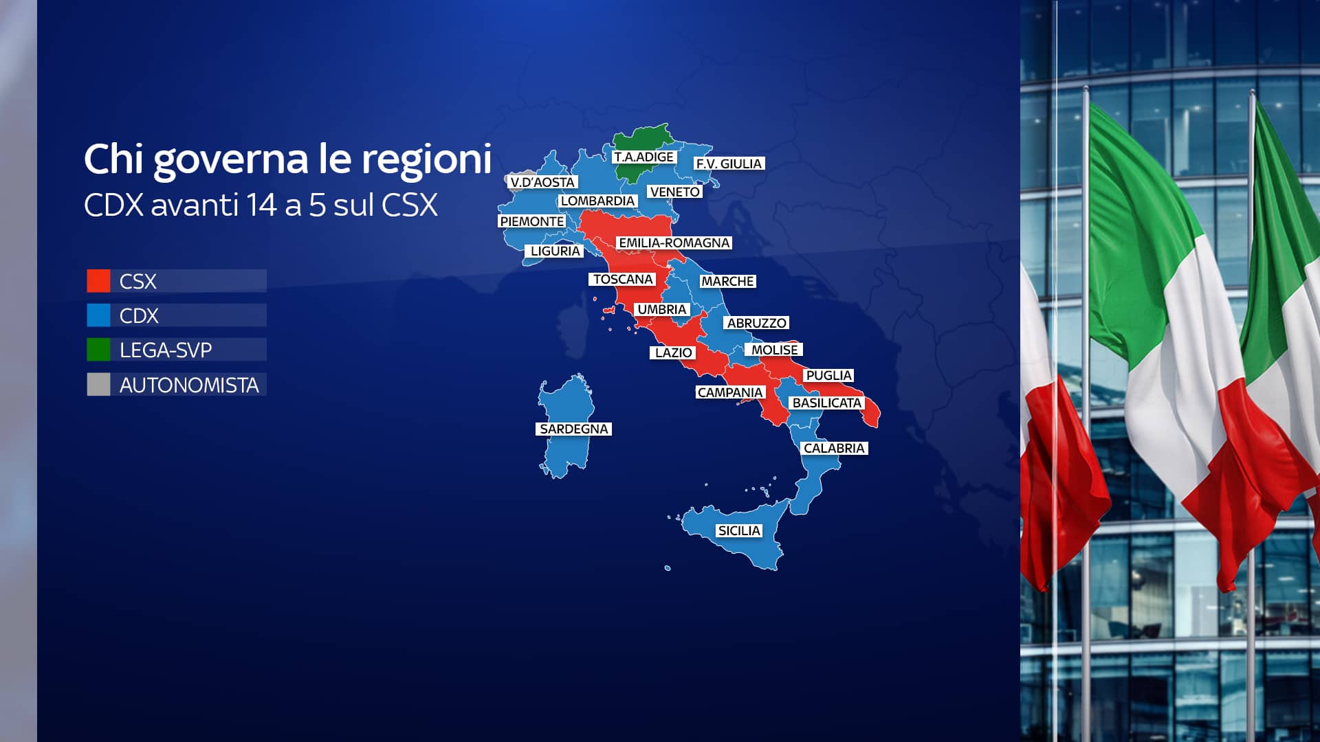 Partiti e presidenti delle regioni italiane: ecco chi governa e dove. MAPPA